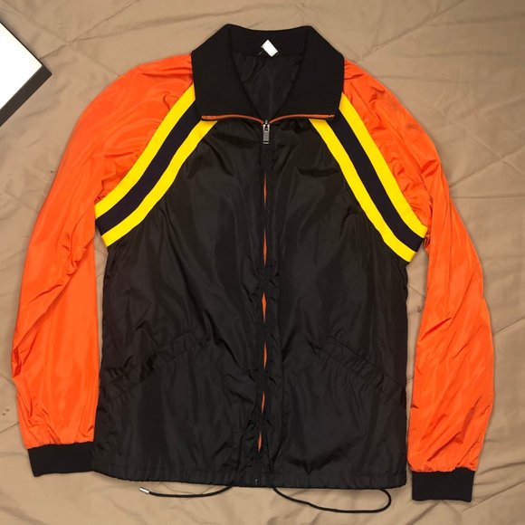 Gucci | Jackets & Coats | Gucci Orange Vintage Windbreaker Nylon Jacket ...